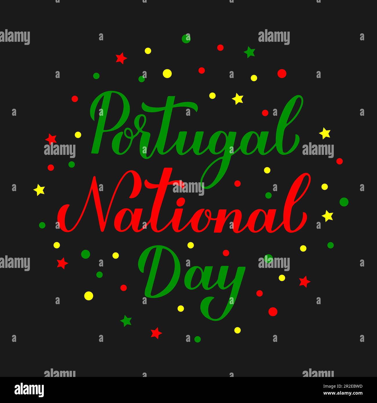 Portugal National Day calligraphy hand lettering. Holiday celebration ...