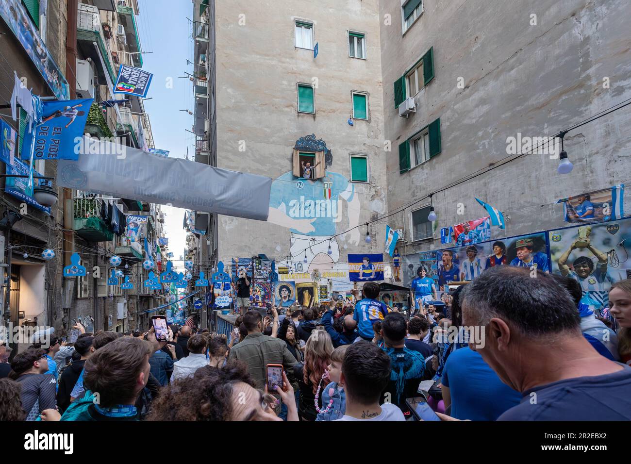 Naples, Italy - May 5, 2023: Fans of the Napoli football team celebrate ...