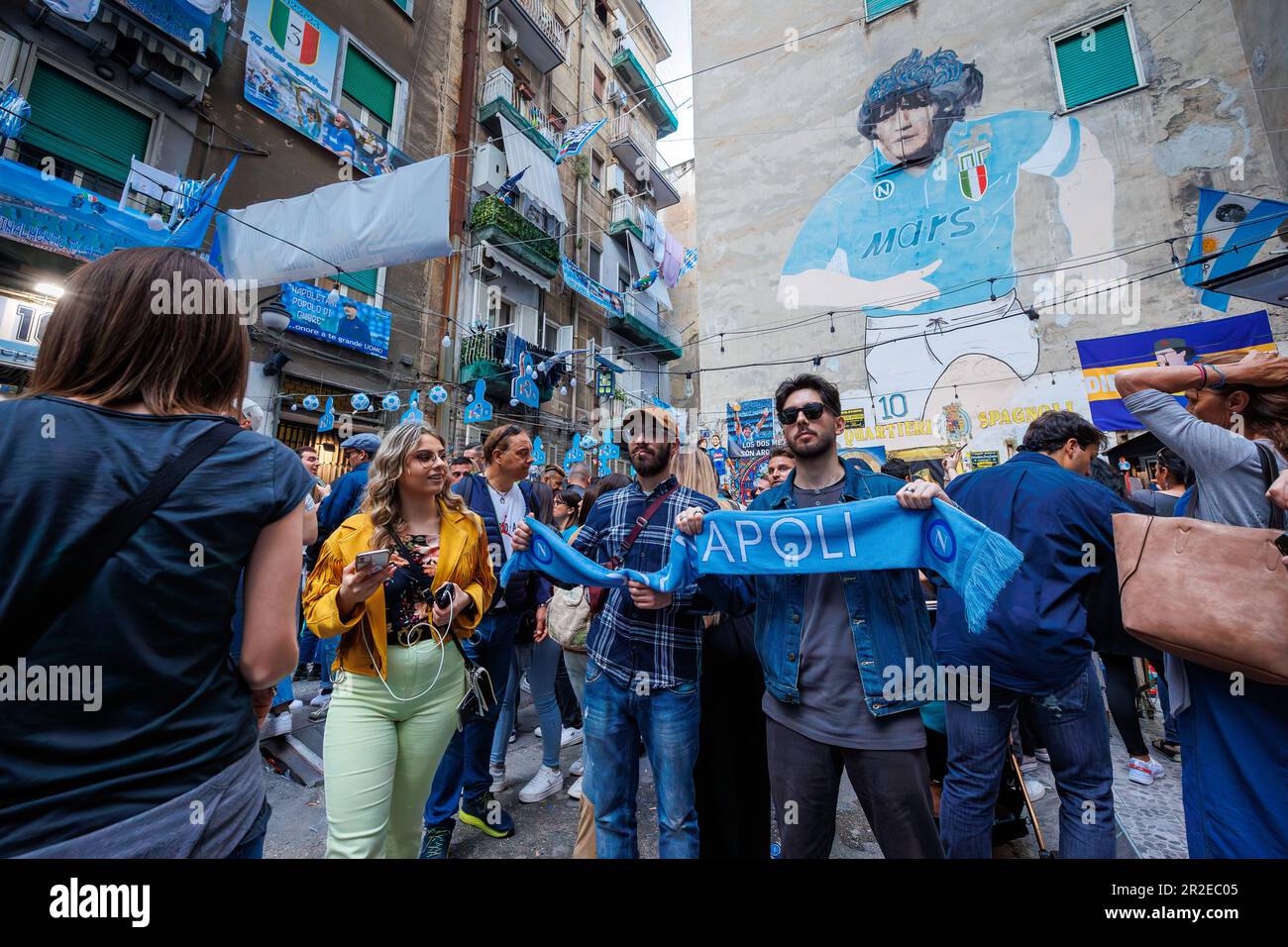 Naples, Italy - May 5, 2023: The supporters of the Napoli football team ...