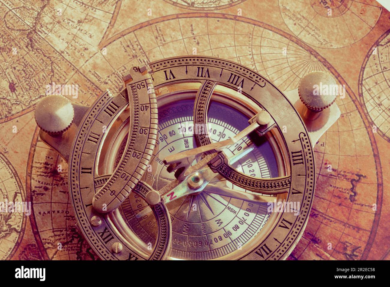 Old compass over ancient map Stock Photo - Alamy