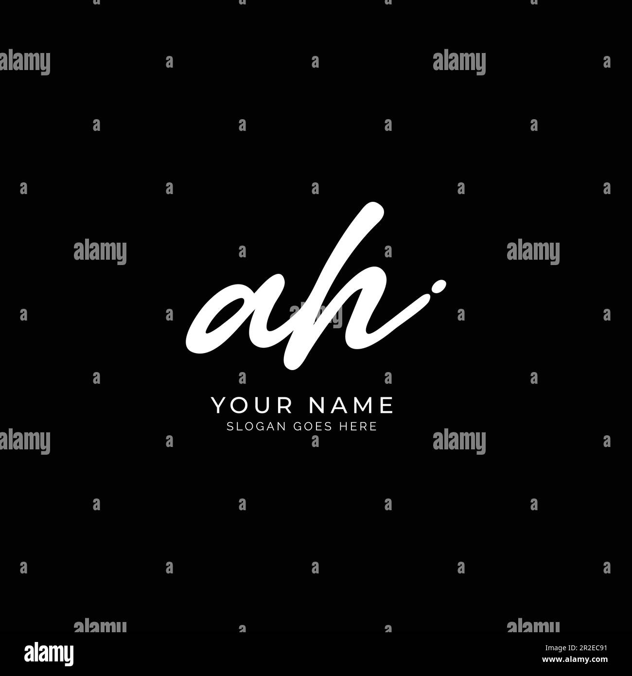 A, H, AH Initial letter handwritten and signature vector image logo ...