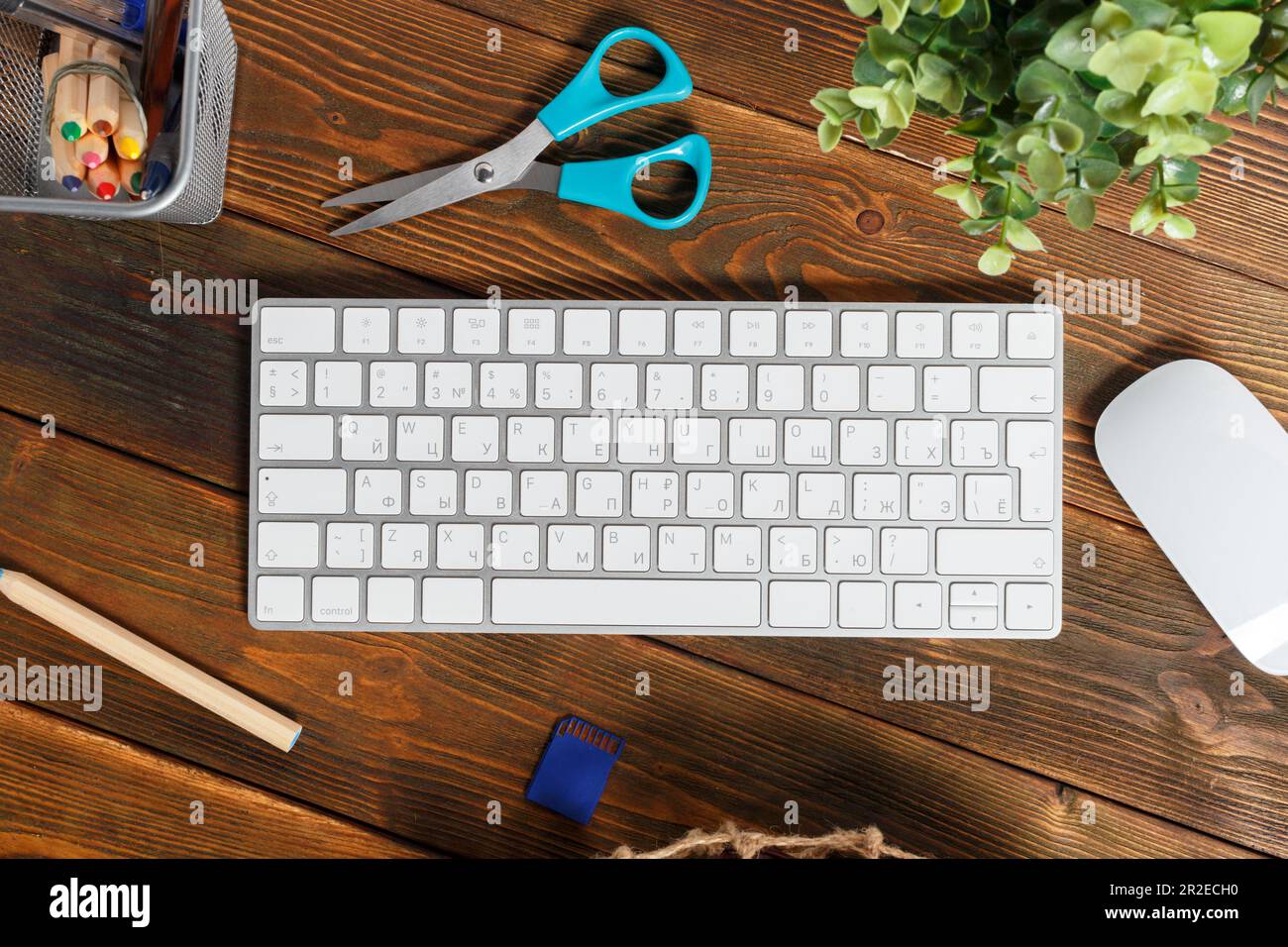 Modern working business desk with keyboard Stock Photo - Alamy