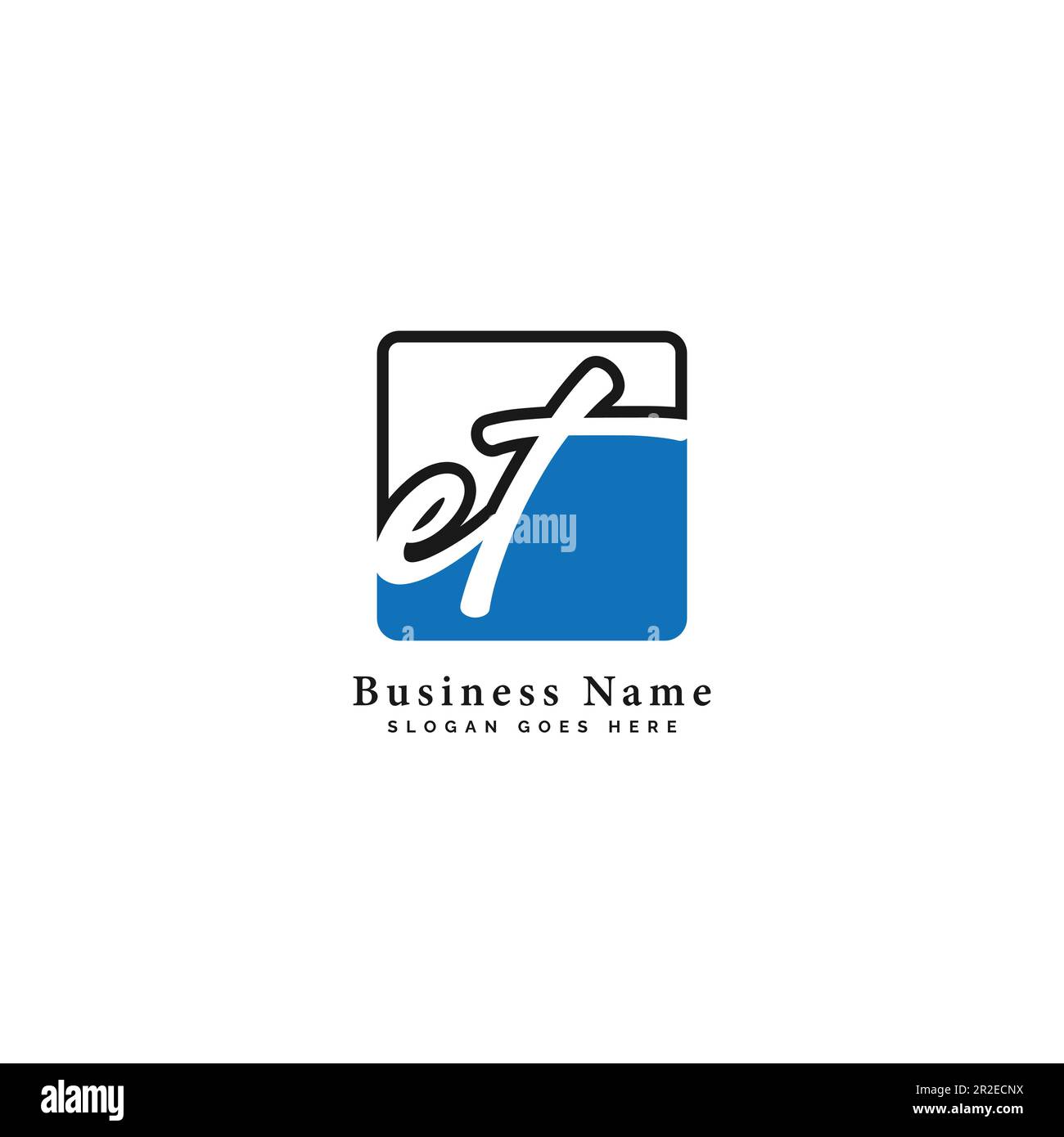 E T Et Initial Letter Handwritten And Signature Vector Image Template In Square Shape Logo