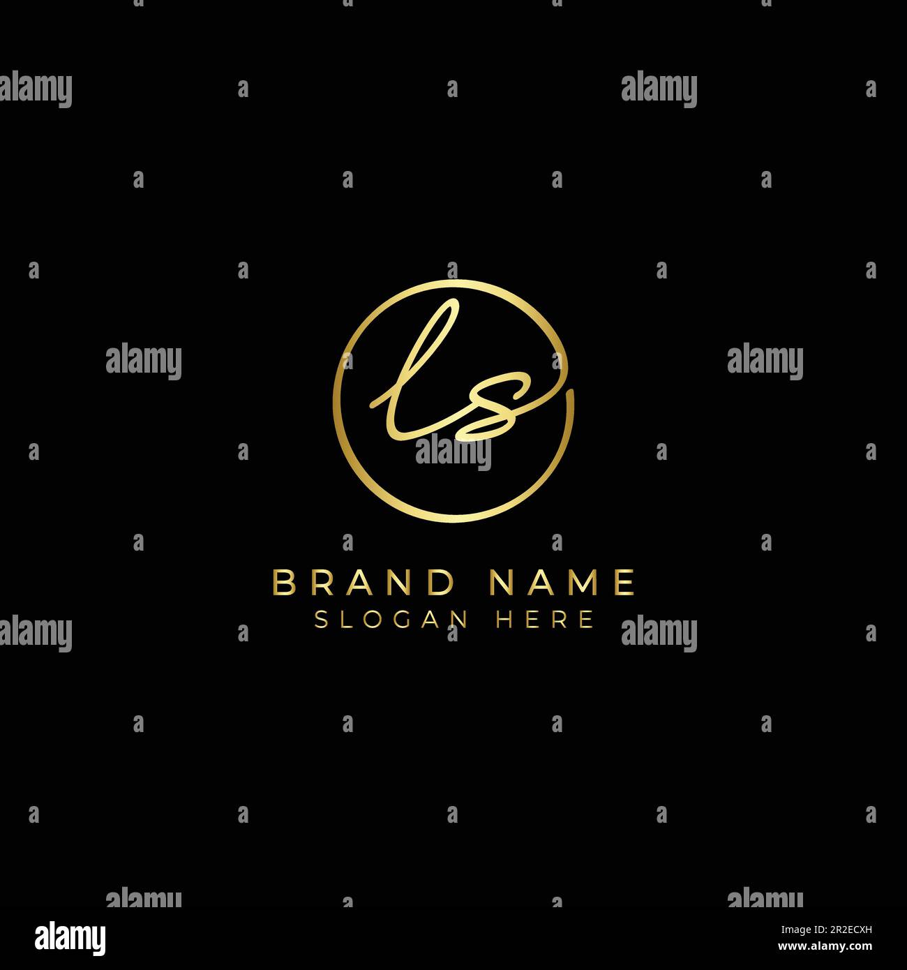 L, S, LS Initial letter handwritten and signature vector logo. Business template in round shape ...