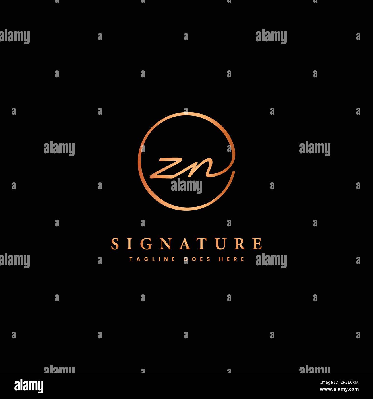 Z, N, ZN Initial letter handwritten and signature vector logo. Business template in round shape ...