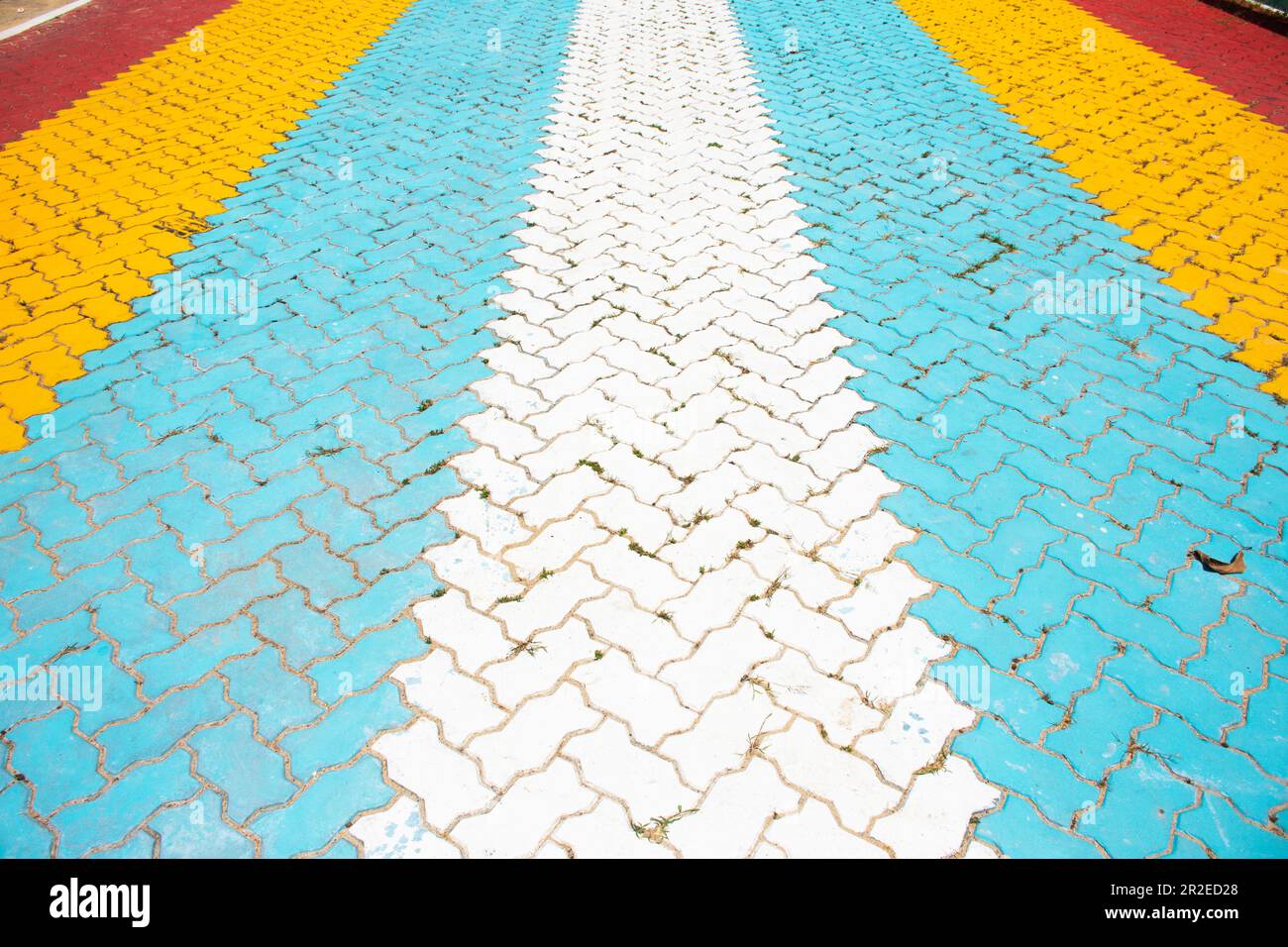 Colorful paving worm brick block pattern for thai people travelers ...