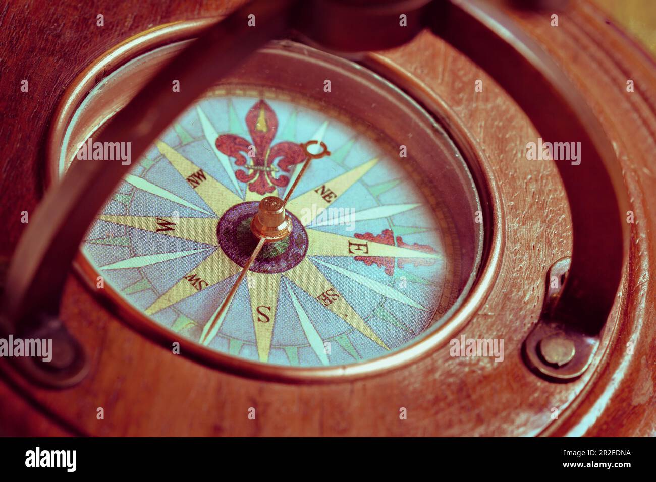 Old compass on vintage map Stock Photo - Alamy