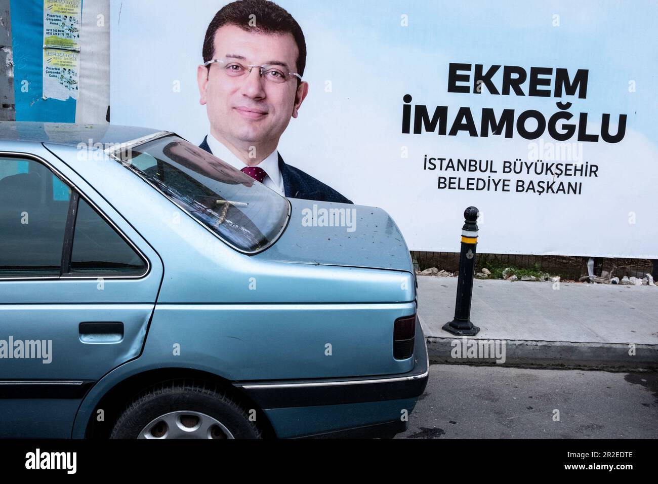 A poster of Ekrem IMAMOGLU president of the IYI party in Istanbul ...