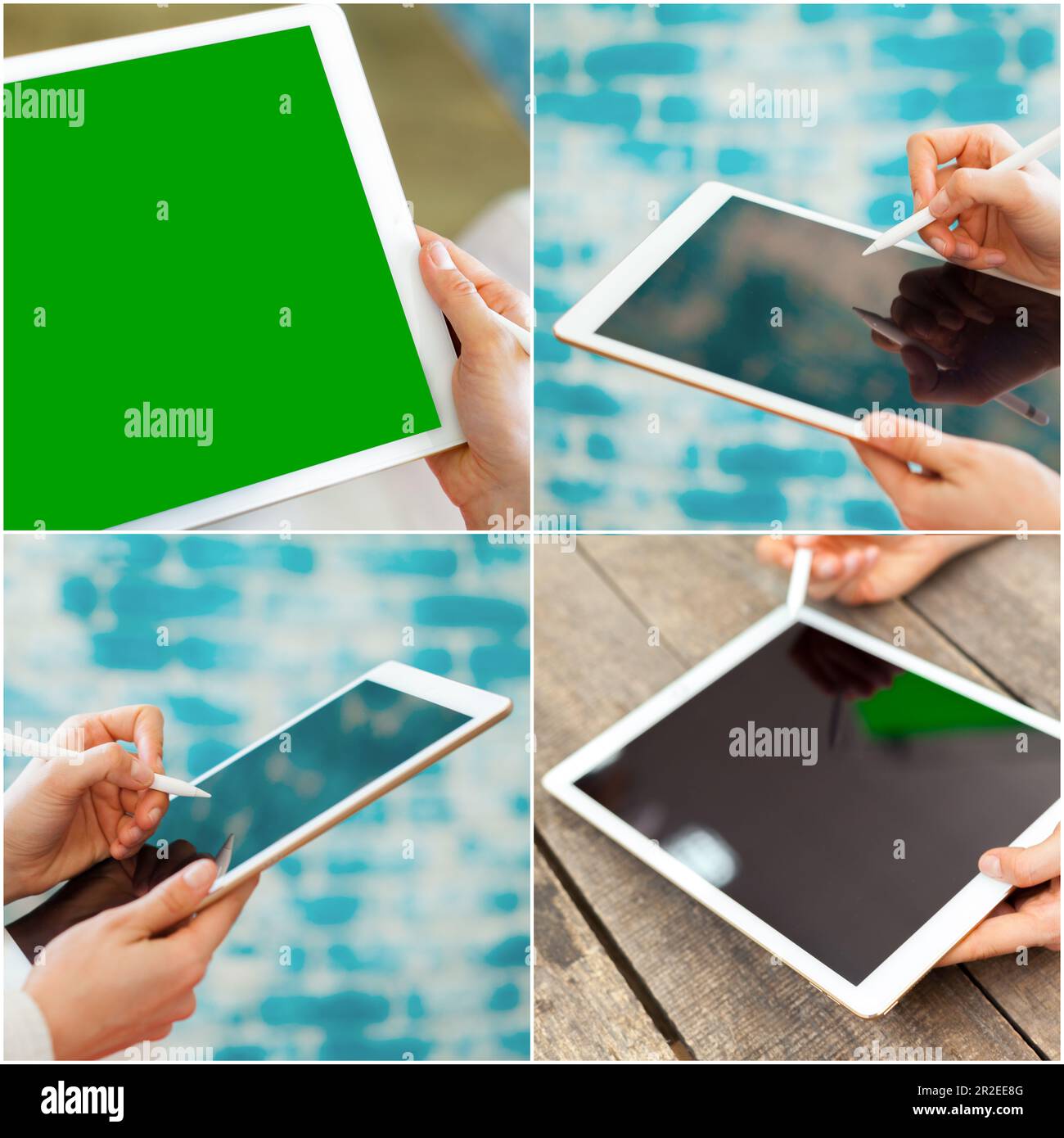Hand girl using digital tablet Cut Out Stock Images & Pictures - Alamy
