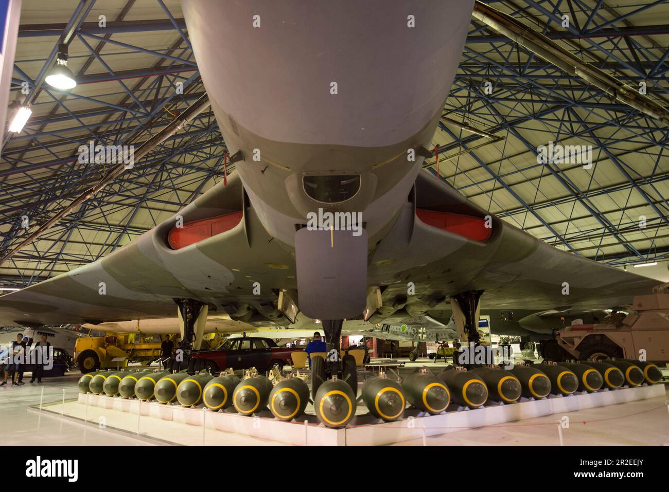 Avro Vulcan B2 bomber and payload at the RAF Museum in London Stock ...