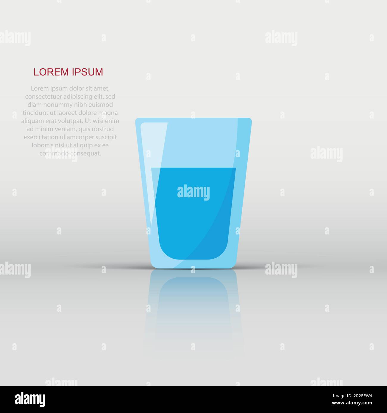 Water glass icon in flat style. Soda glass vector illustration on white isolated background ...
