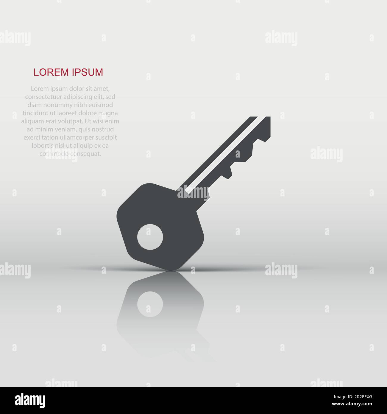 Key icon in flat style. Access login vector illustration on white ...
