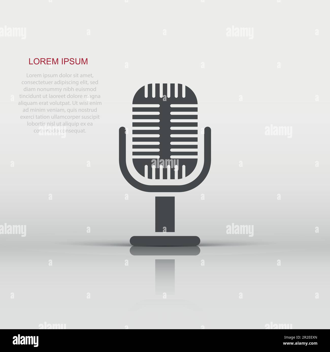 Microphone icon in flat style. Mic broadcast vector illustration on ...
