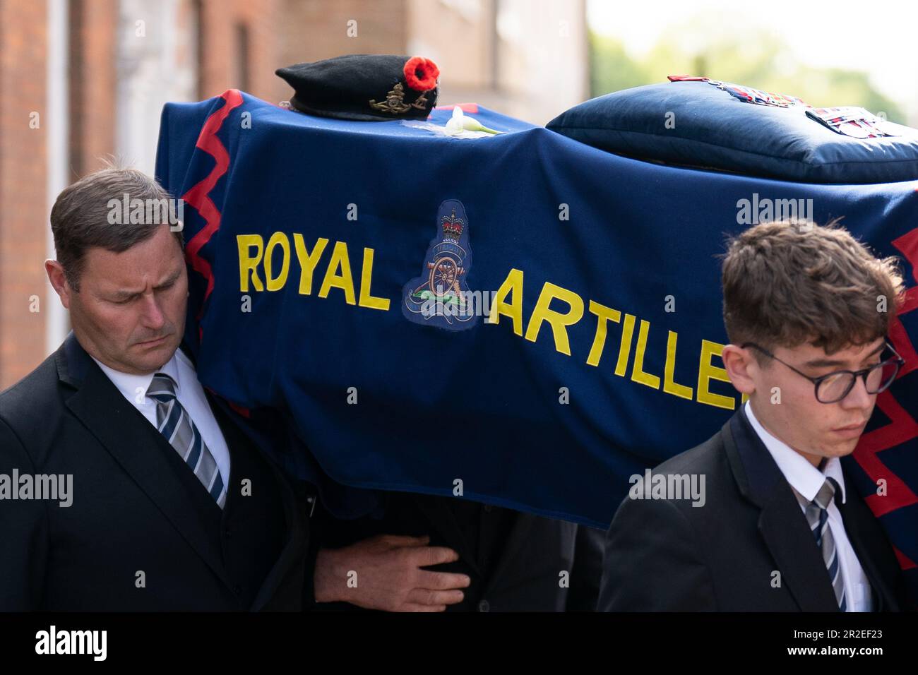 The coffin of D-Day veteran Joe Cattini is carried out of St Edmund's ...