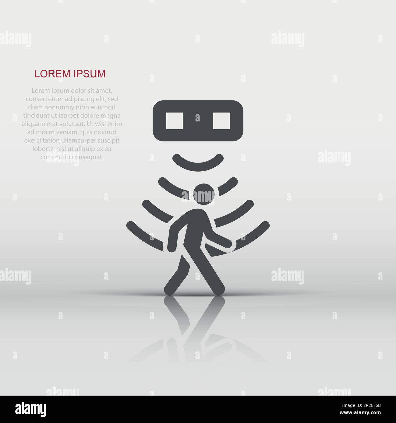 Motion sensor icon in flat style. Sensor waves with man vector ...