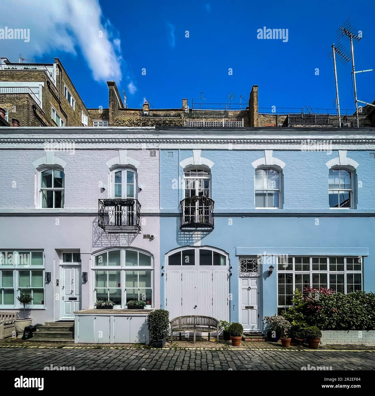 England, United Kingdom, April 2023, view of a mews in the Royal ...