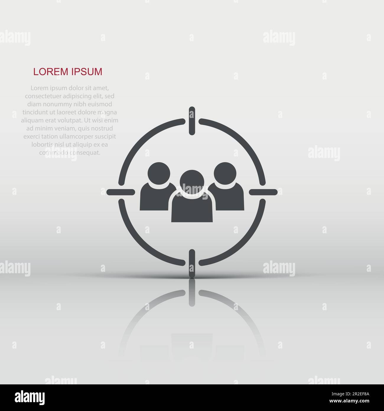 Target audience icon in flat style. Focus on people vector illustration ...