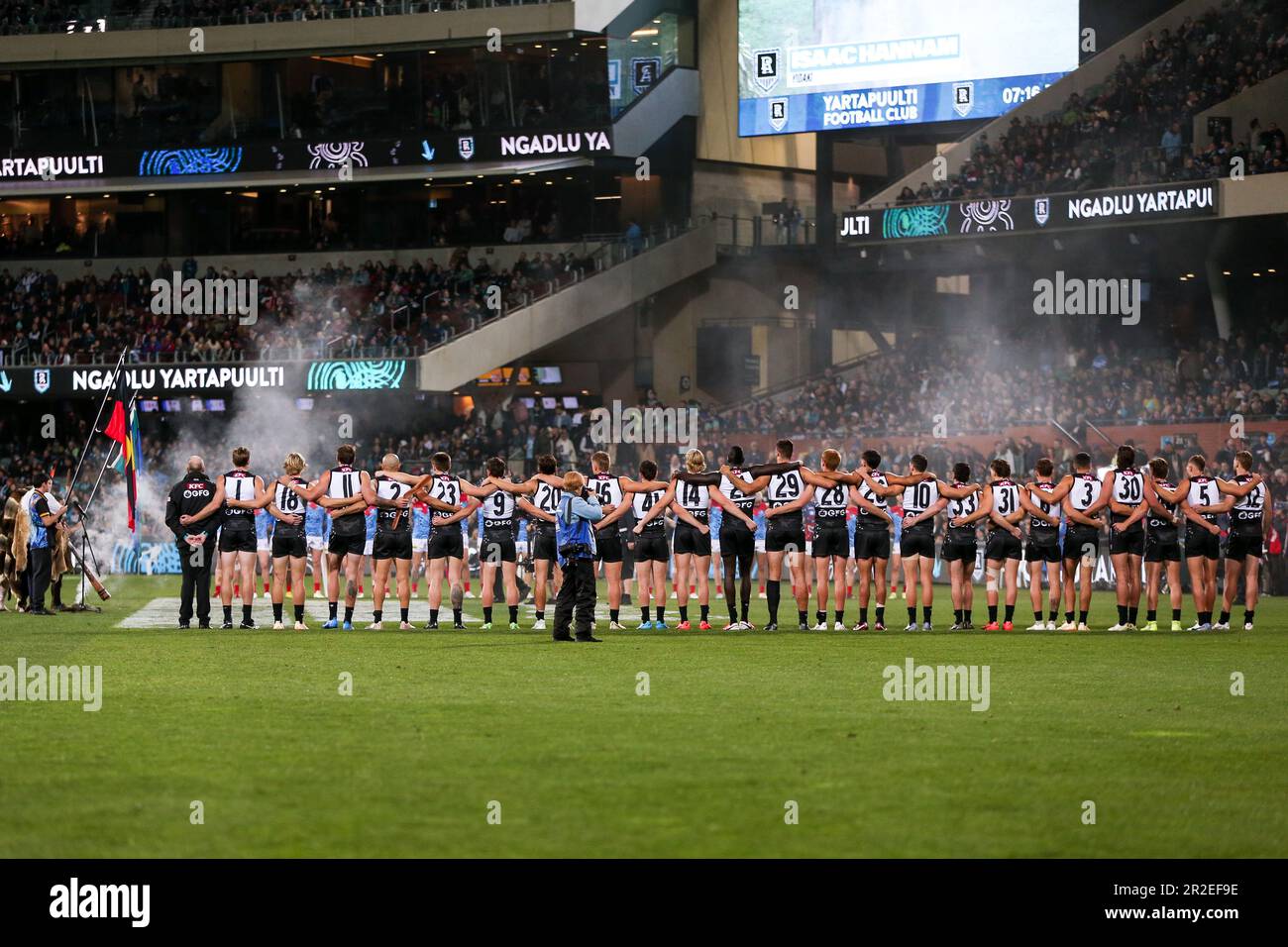 Welcome to country and Smoking ceremony during the AFL Round 10 match ...
