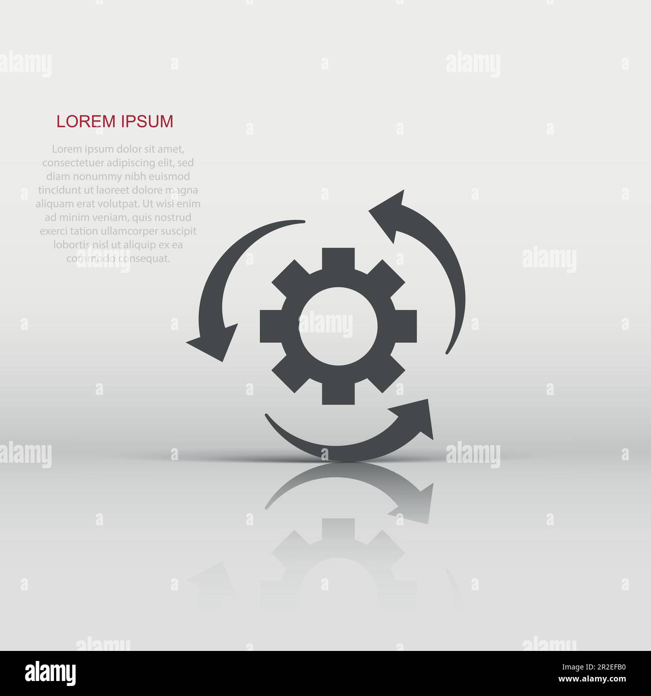 Workflow process icon in flat style. Gear cog wheel with arrows vector ...