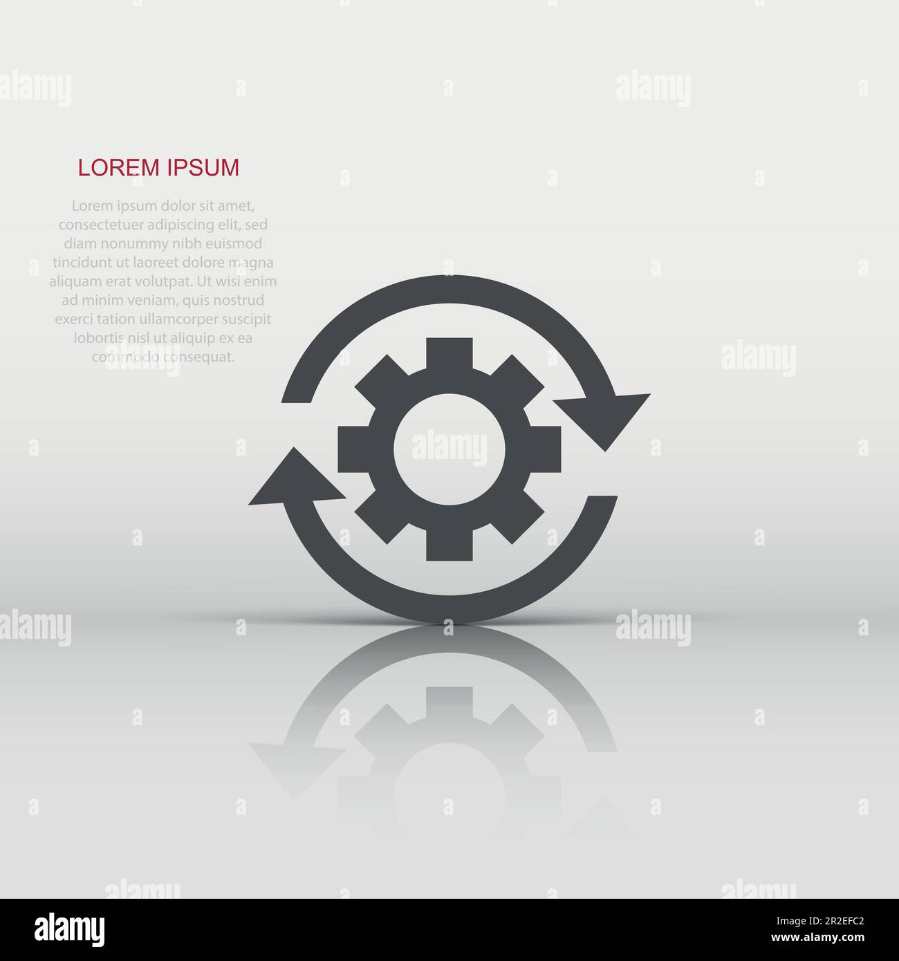 Workflow process icon in flat style. Gear cog wheel with arrows vector ...