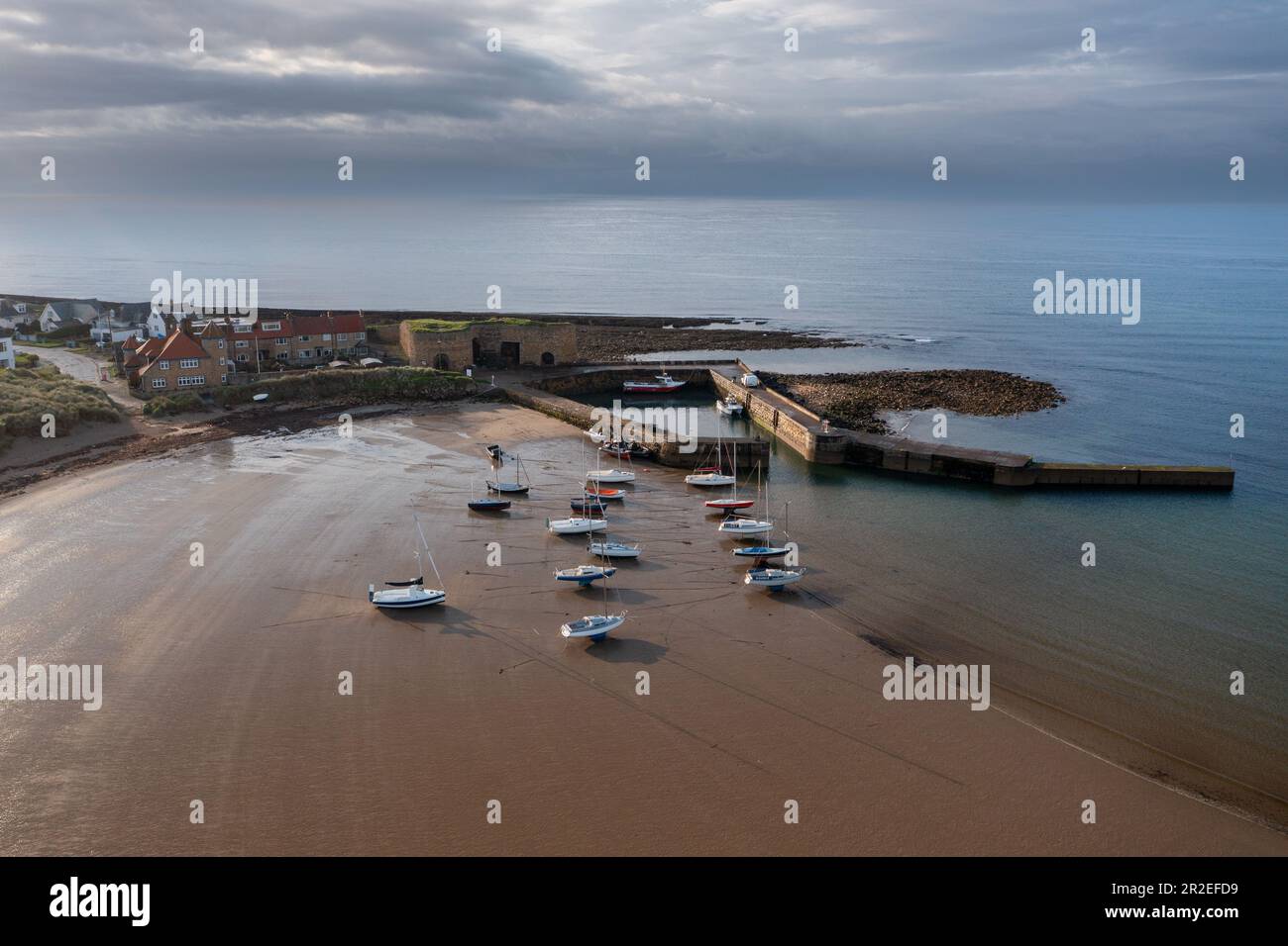 The small west facing harbour at Beadnell on England's north east coast ...