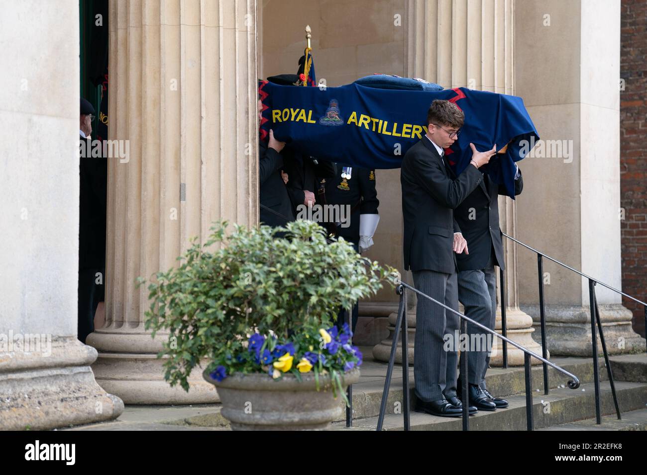 The coffin of D-Day veteran Joe Cattini is carried out of St Edmund's ...