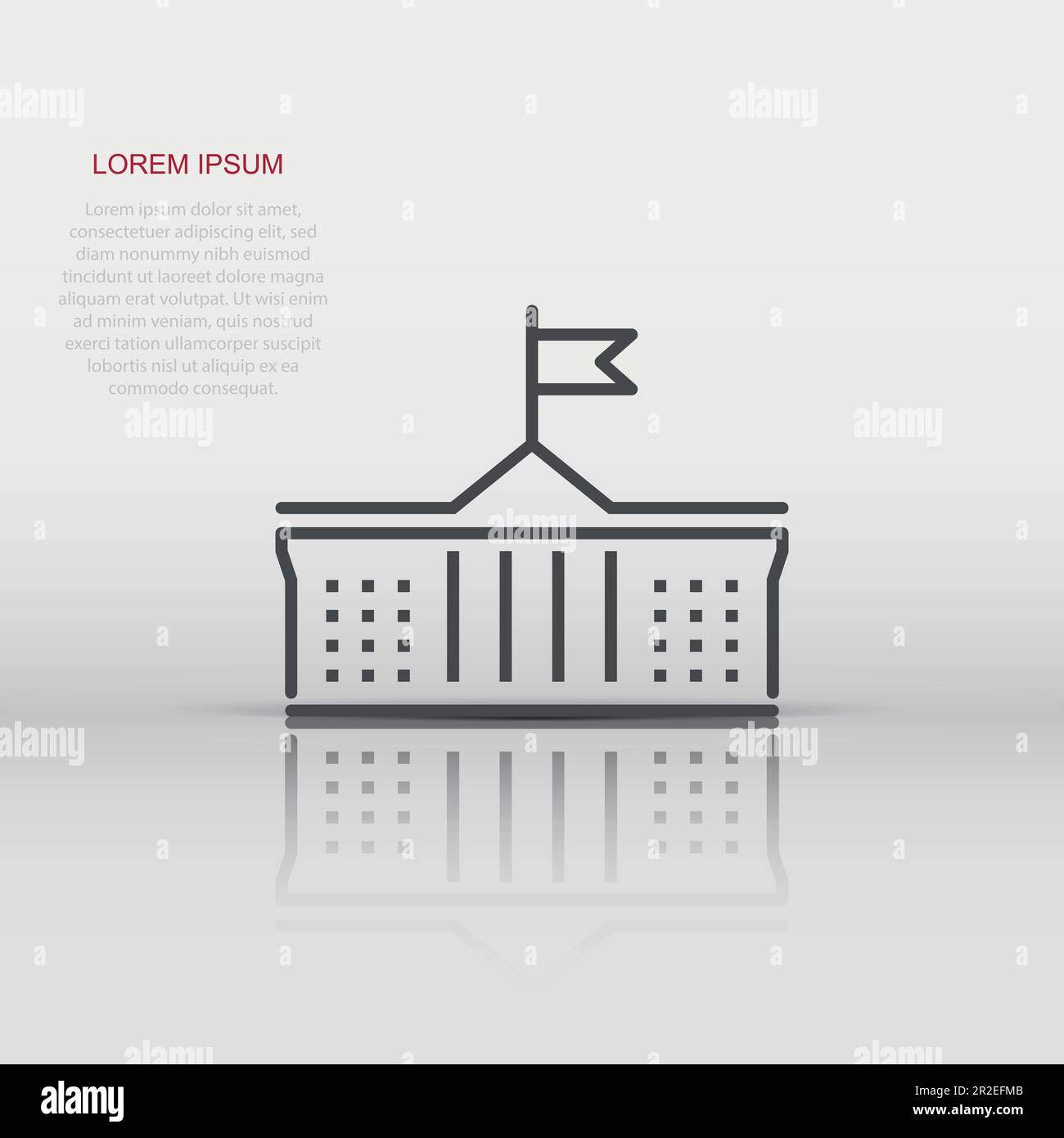 Bank building icon in flat style. Government architecture vector ...