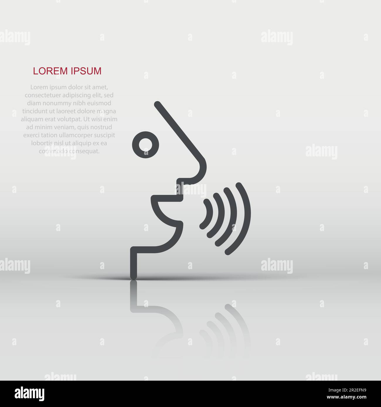 Voice command with sound waves icon in flat style. Speak control vector ...