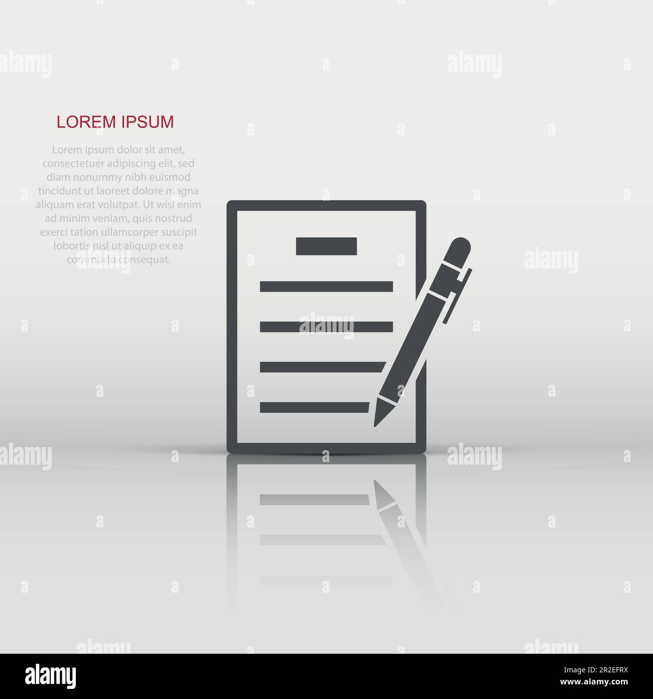 Contract agreement icon in flat style. Document sheet with pen vector illustration on white ...