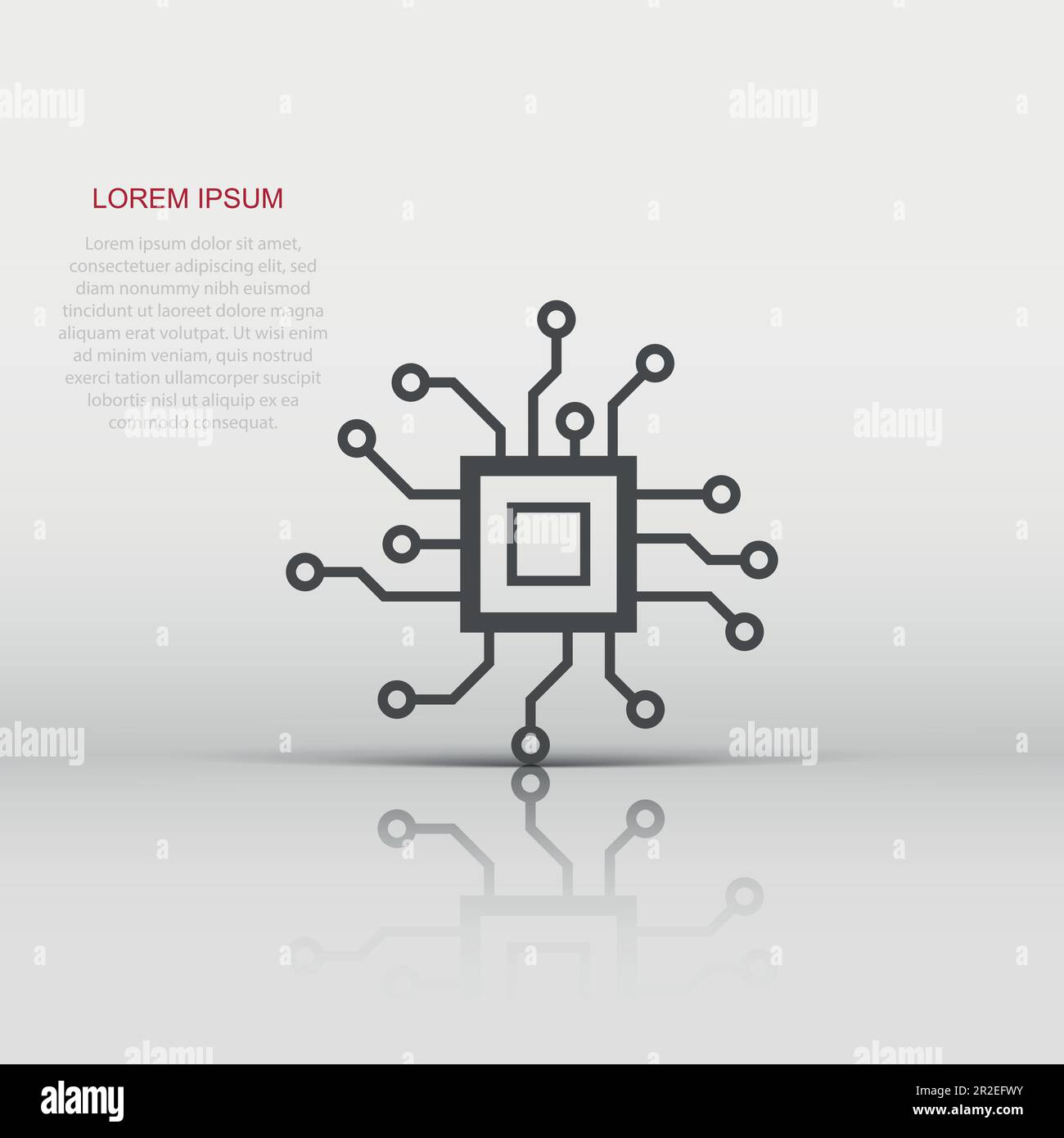 Circuit board icon in flat style. Technology microchip vector illustration on white isolated ...