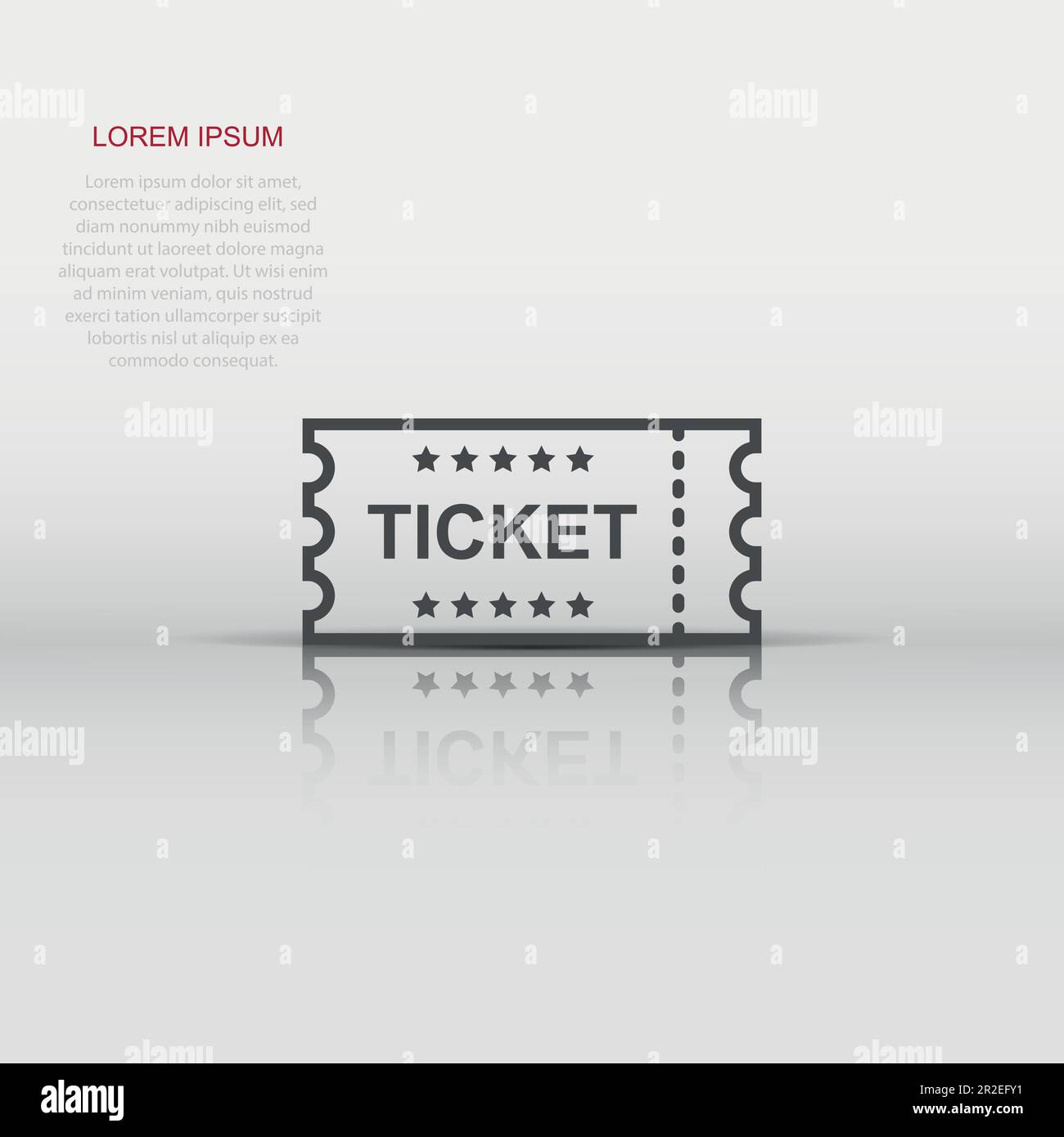 Cinema ticket icon in flat style. Admit one coupon entrance vector ...
