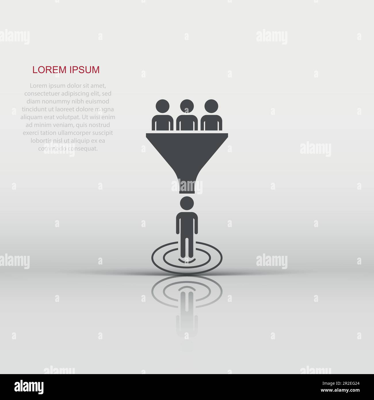 Lead management icon in flat style. Funnel with people vector ...