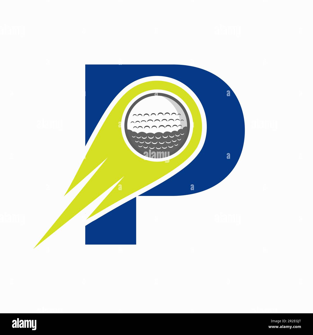 Letter P Golf Logo Concept With Moving Golf Ball Icon. Hockey Sports ...