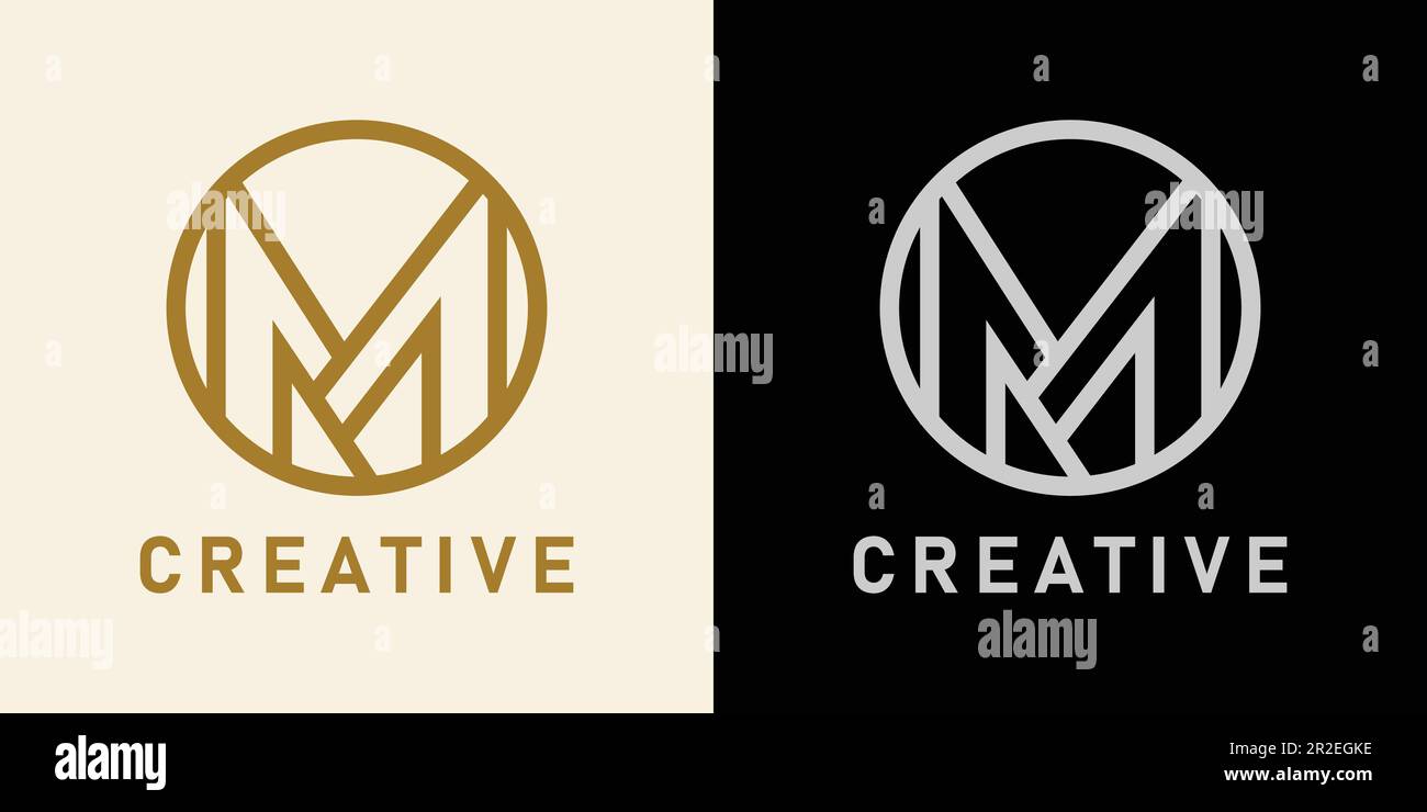 Letter M logo with circle shape style. Simple vector design editable ...