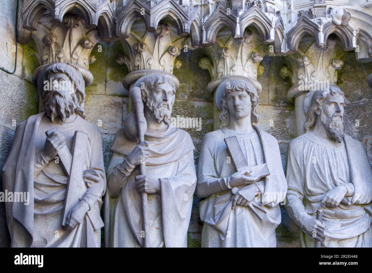 Sculptural images of the Holy Apostles on the wall of the facade of ...