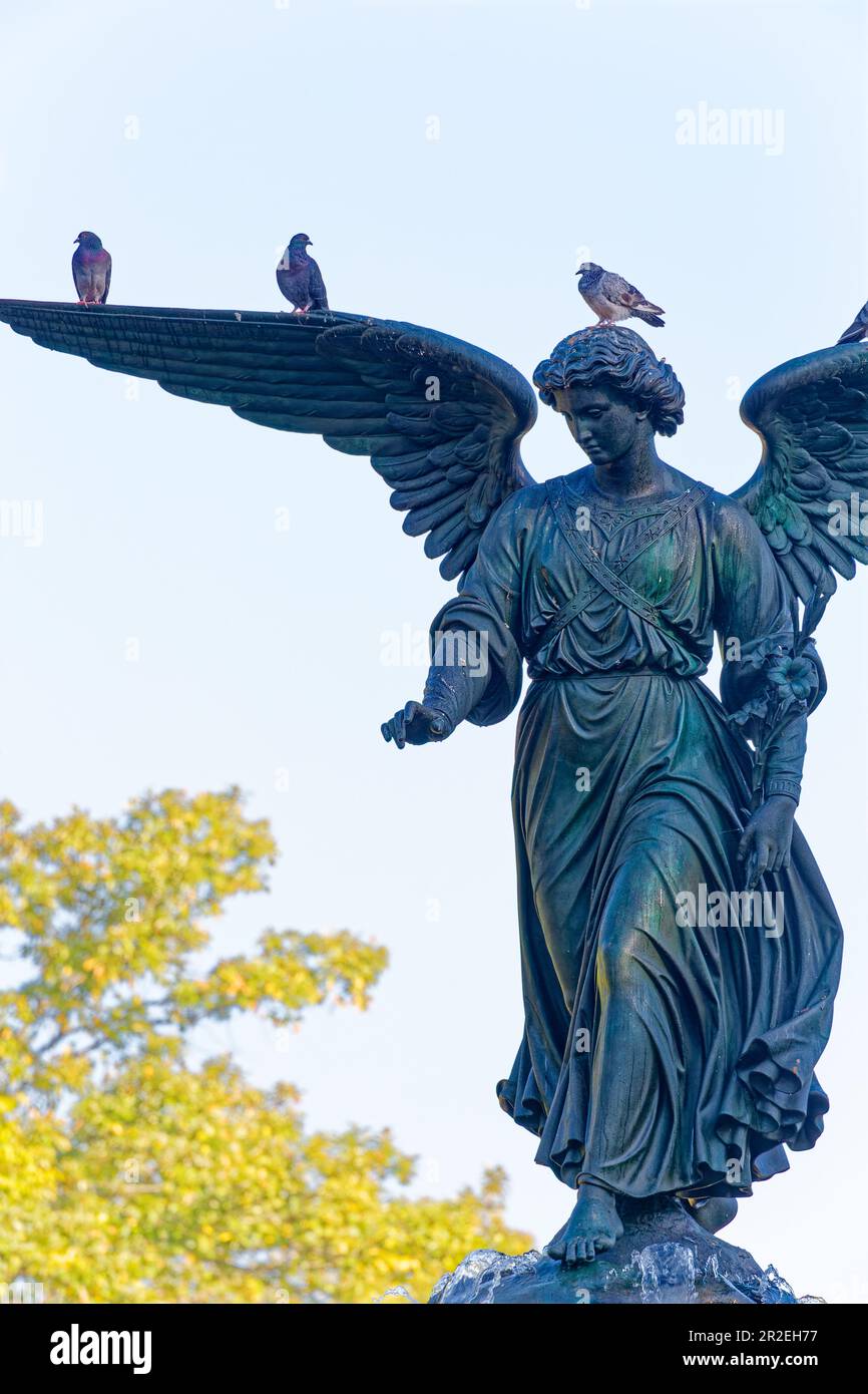 Angel of the Waters, atop Bethesda Fountain in NYC’s Central Park, was ...