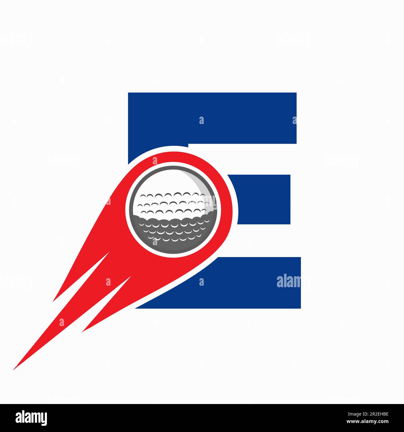 Letter E Golf Logo Concept With Moving Golf Ball Icon. Hockey Sports ...