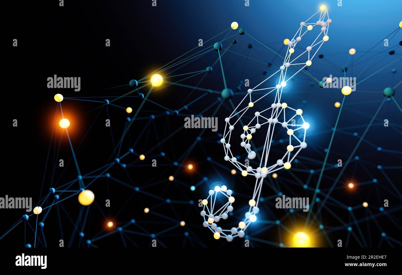 Colorful music background with music notes and treble clef. Art music ...