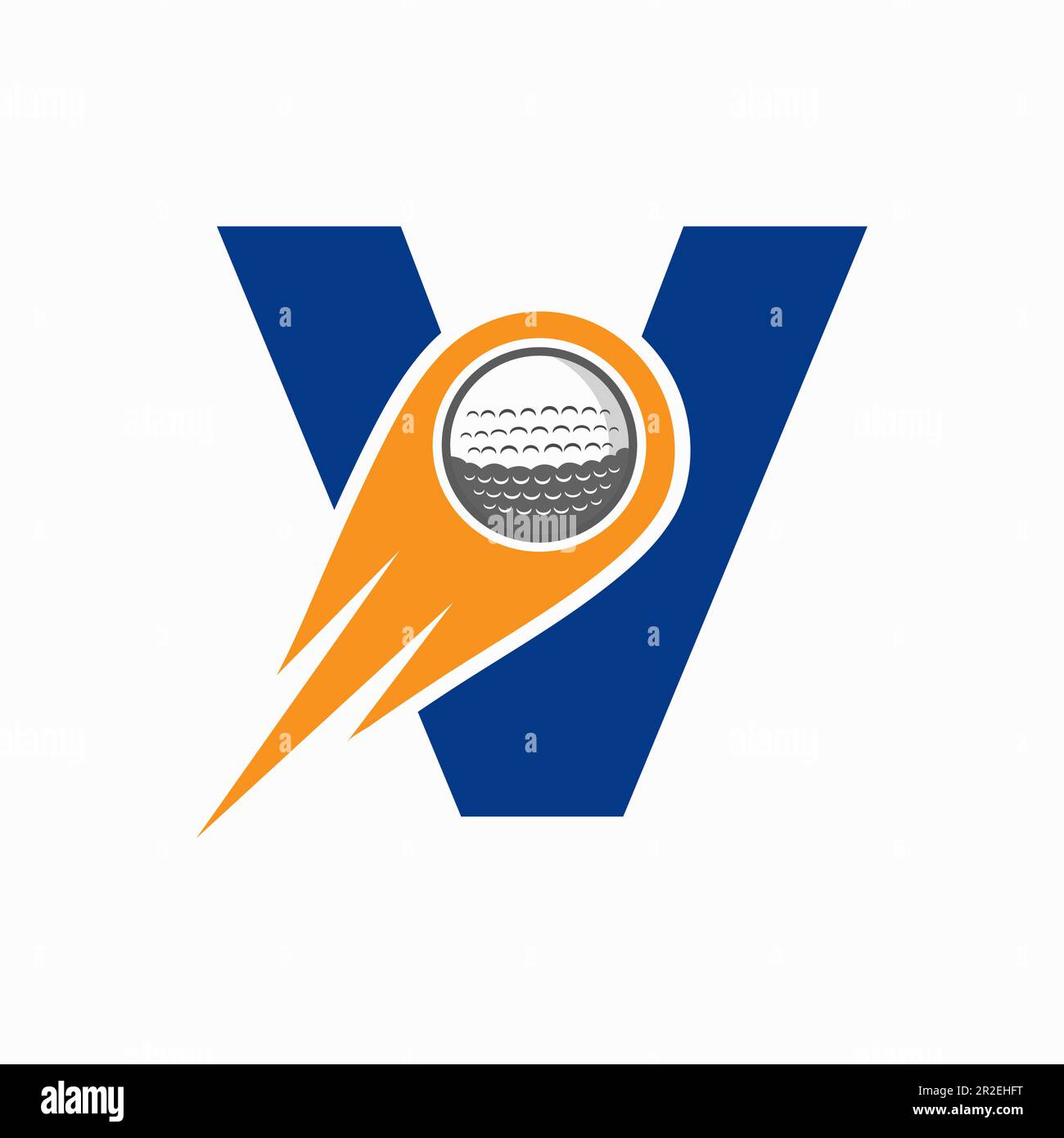 Letter V Golf Logo Concept With Moving Golf Ball Icon. Hockey Sports ...