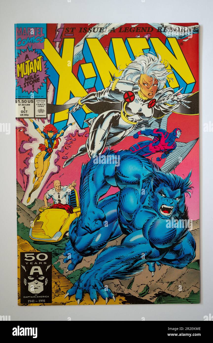 Calgary, Alberta - May 17, 2023: Covers of vintage Marvel X-Men comics ...
