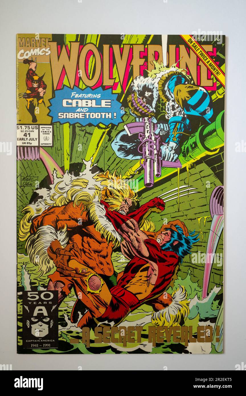 Calgary, Alberta - May 17, 2023: Covers of vintage Marvel Wolverine ...