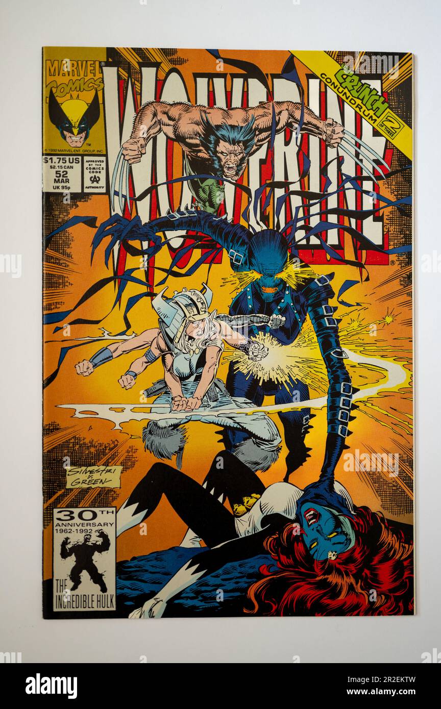Calgary, Alberta - May 17, 2023: Covers of vintage Marvel Wolverine ...