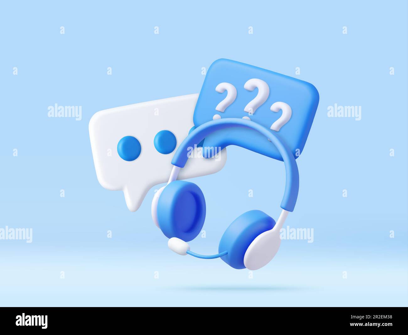 3D Call center. Headphones with speech bubble message Stock Vector ...