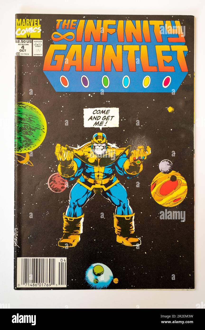 Calgary, Alberta - May 17, 2023: Covers of vintage Marvel Infinity ...