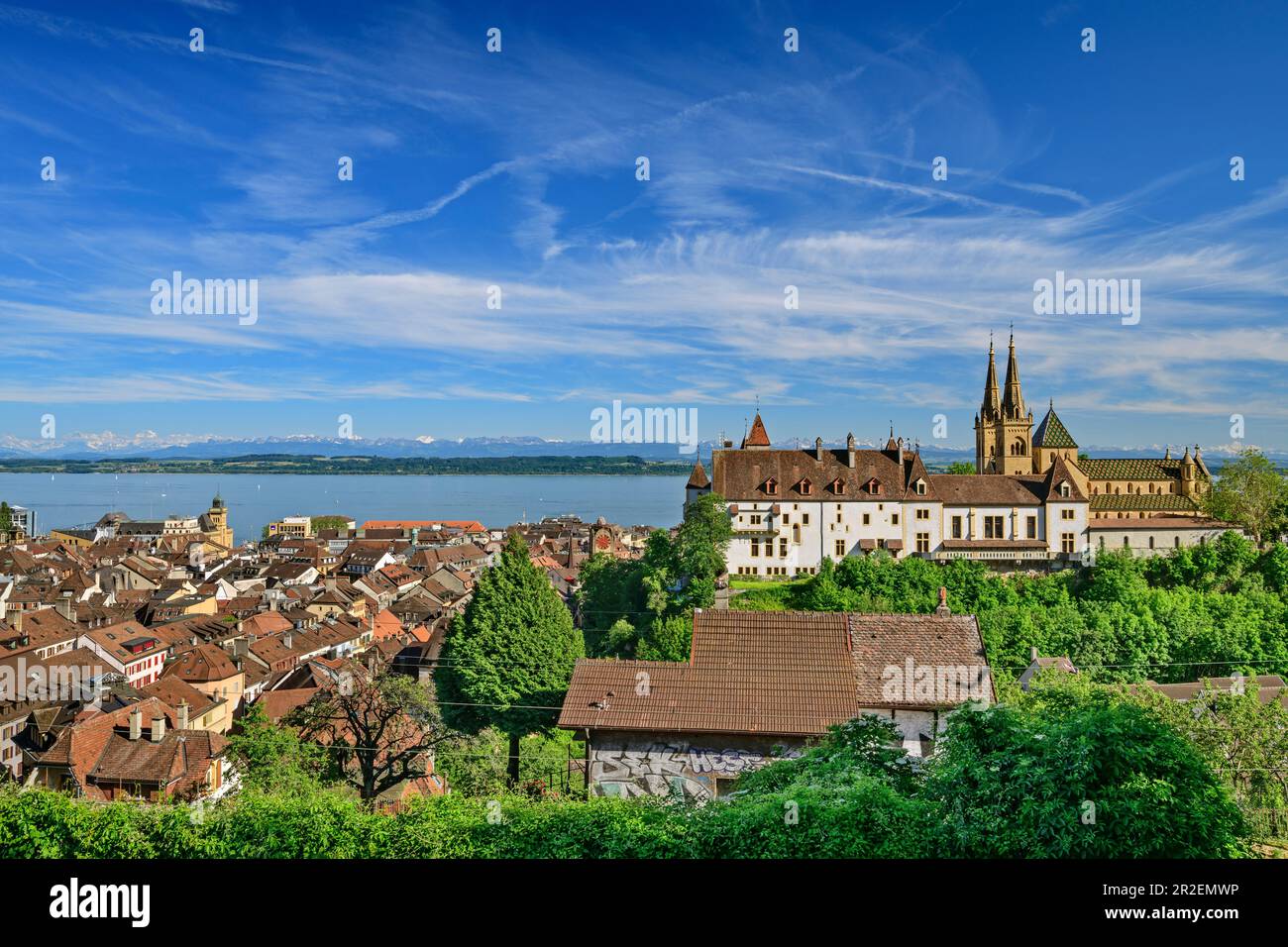 Neuchâtel with Lake Neuchâtel, Neuchatel with Lac de Neuchatel ...