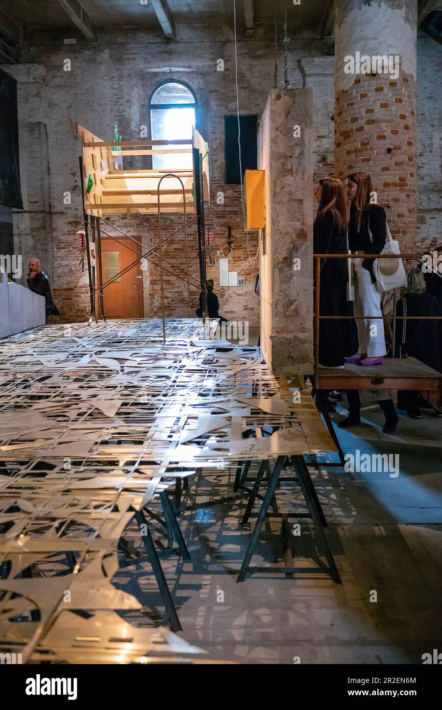 Venice, Italy, 19th May 2023 A general view inside the Corderie of the ...