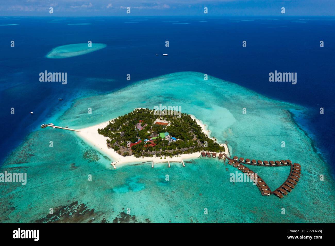 Alimatha holiday island, Felidhu Atoll, Indian Ocean, Maldives Stock ...