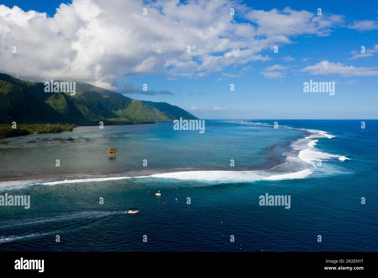 Aerial view of Teahupoo, Tahiti, French Polynesia Stock Photo - Alamy