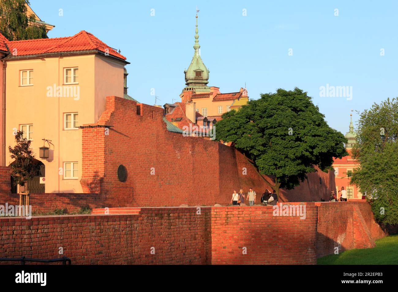 Medieval fortified city walls located along Podwale Street, old town ...