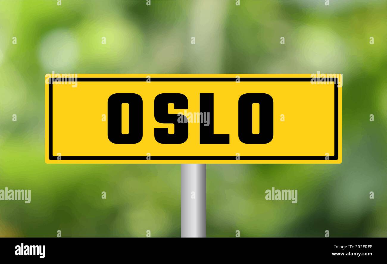 Oslo road sign on blur background Stock Photo - Alamy